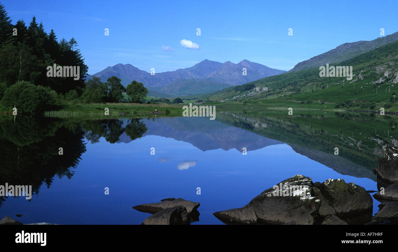 Llynnau Mymbyr and Snowdon Horseshoe Capel Curig North Wales UK Stock ...