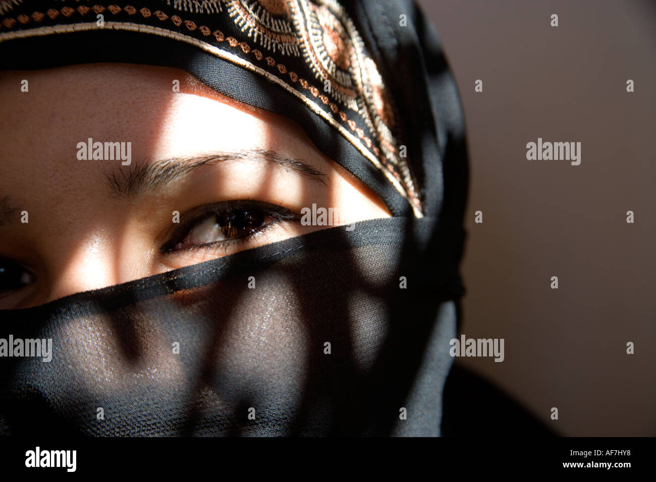 Young Moslem Woman of Marrakeesh in Black Veil Stock Photo - Alamy