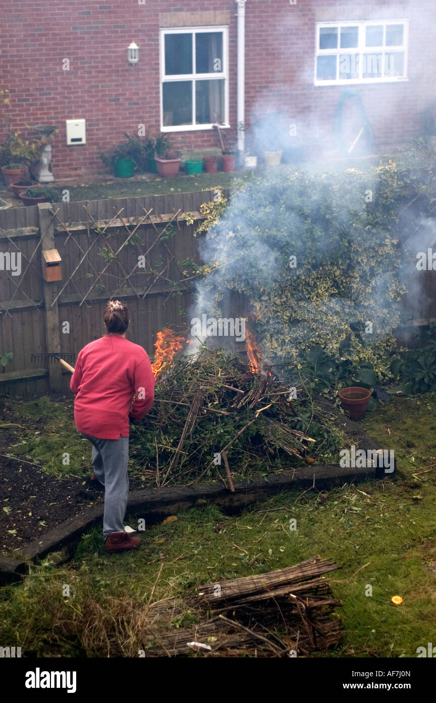 Bonfire in a Hampshire Garden Stock Photo - Alamy