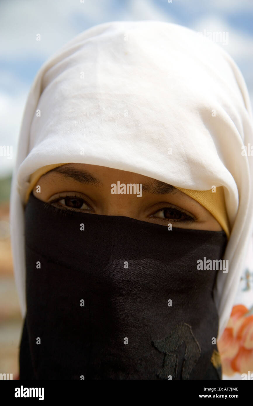 Beautiful Veiled Moslem Woman in the Ourika Valley of Morocco Stock ...
