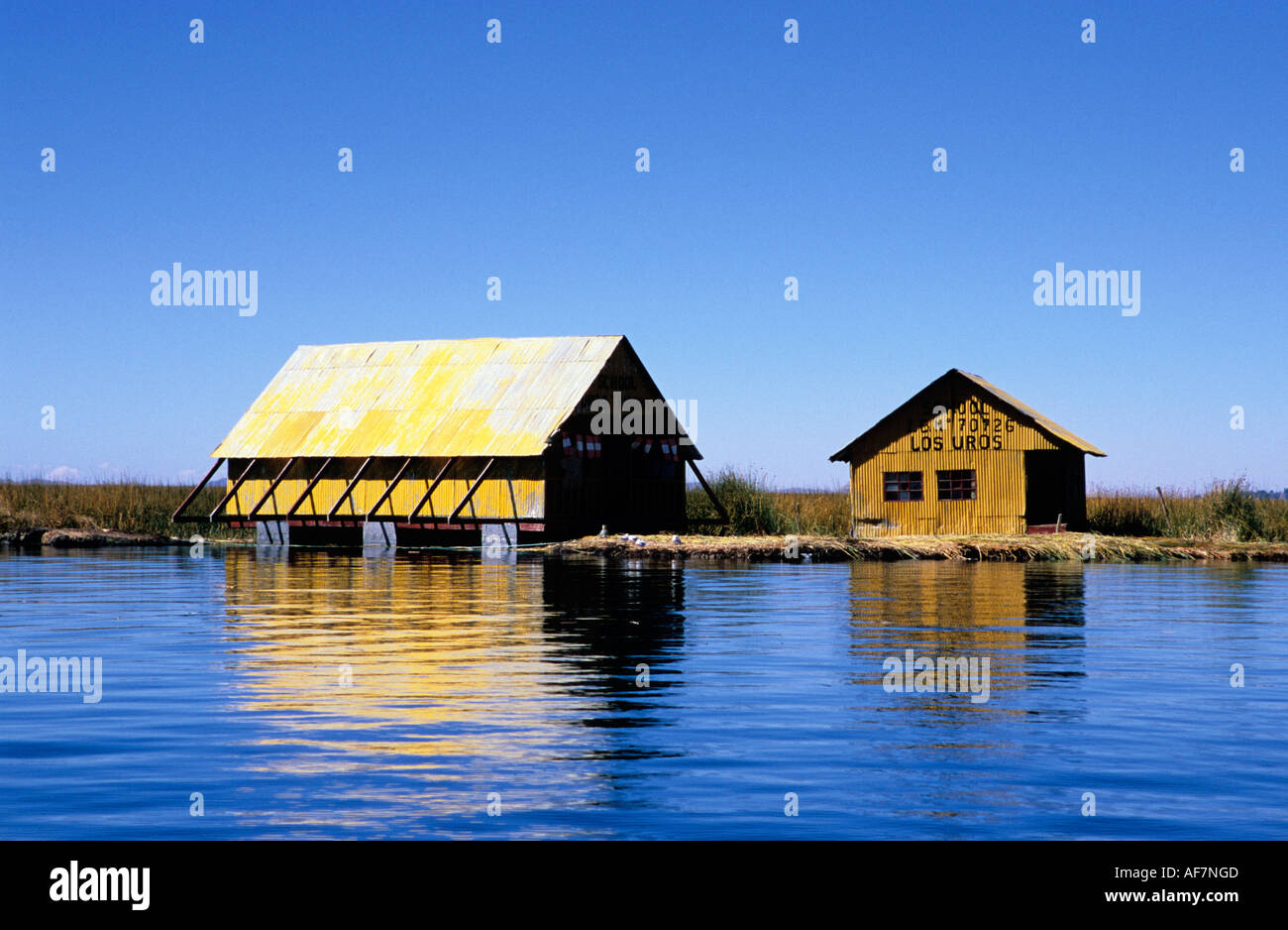 School at Uros Islands Lake Titicaca Peru Stock Photo - Alamy