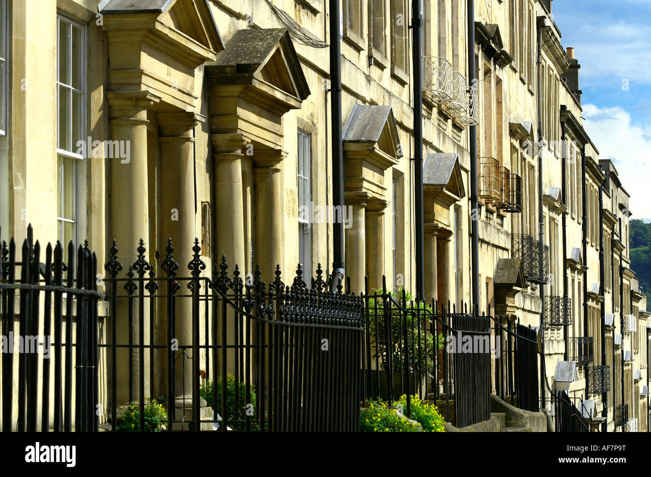 Row of tenement houses. front, elevation, property. Bath. England, UK ...