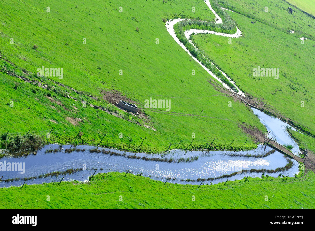 small river on the field, meander Stock Photo - Alamy