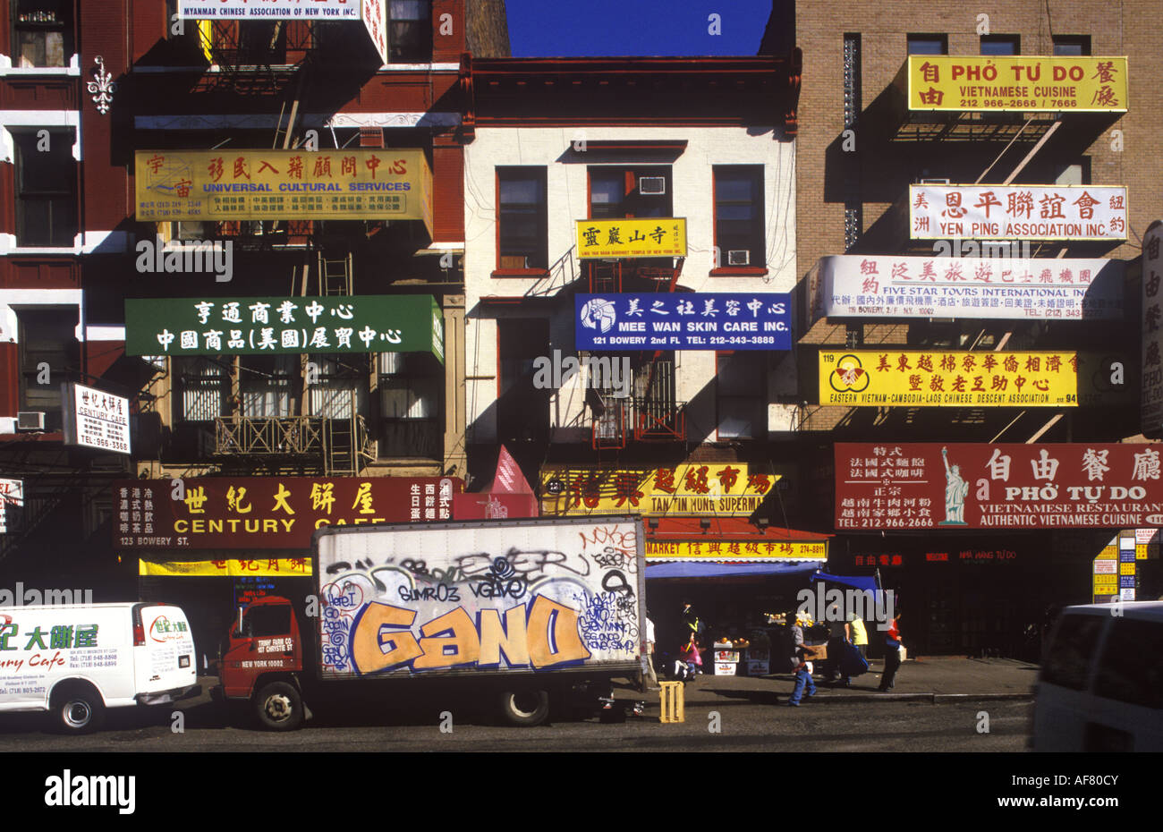 CHINATOWN SHOPS BOWERY DOWNTOWN MANHATTAN NEW YORK CITY USA Stock Photo ...