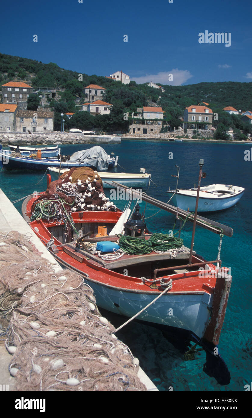 Waterfront fishing boats Sipan Elaphite Islands Croatia Stock Photo - Alamy