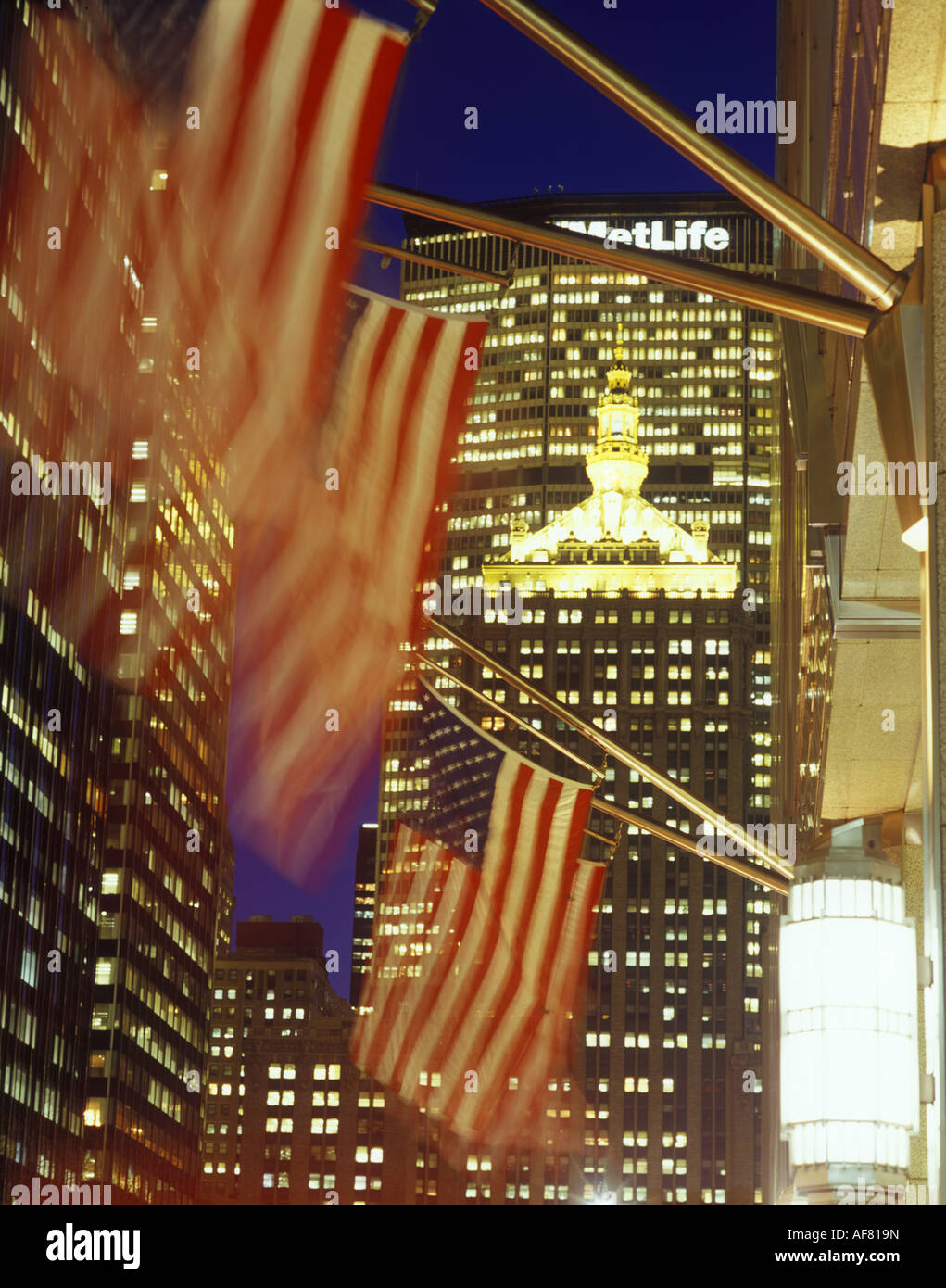 ROWS OF UNITED STATES FLAGS PARK AVENUE MANHATTAN NEW YORK CITY USA ...