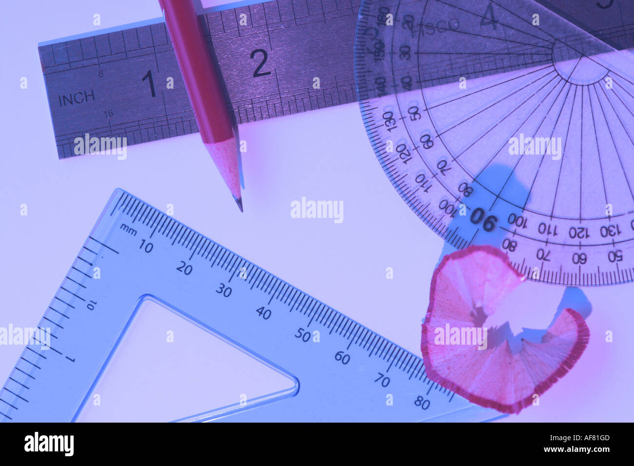 A Stock Photograph of a Protractor Set Square Pencil And Ruler Stock ...