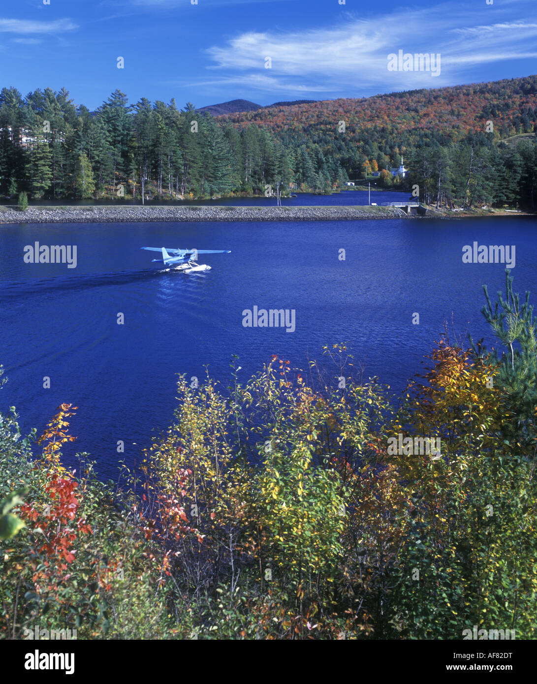 SIGHTSEEING FLOAT PLANE FALL FOLIAGE LONG LAKE ADIRONDACKS NEW YORK ...