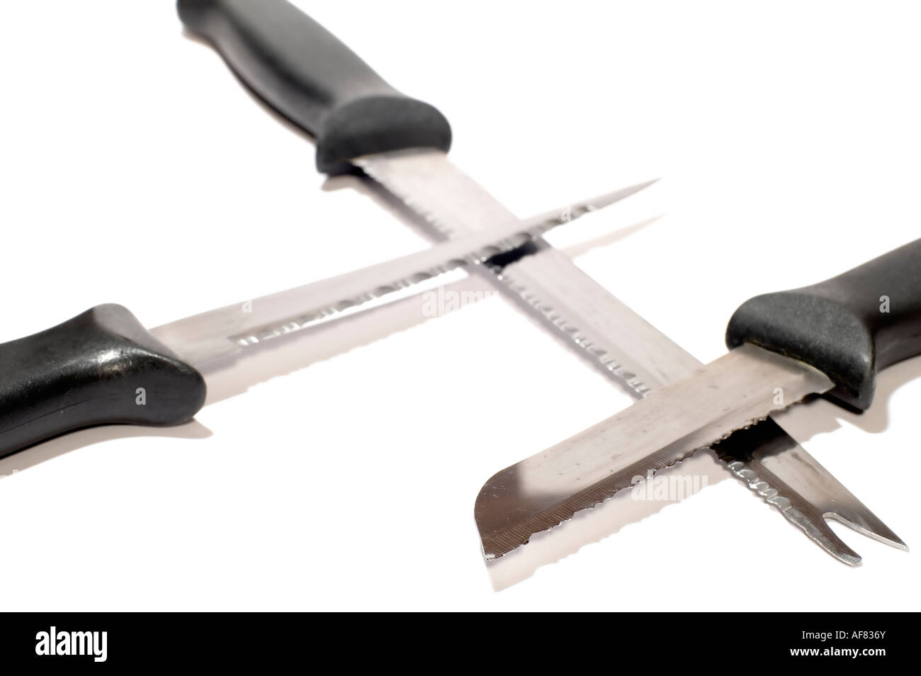 series object on white kitchen utensil Set kitchen knife Stock Photo ...