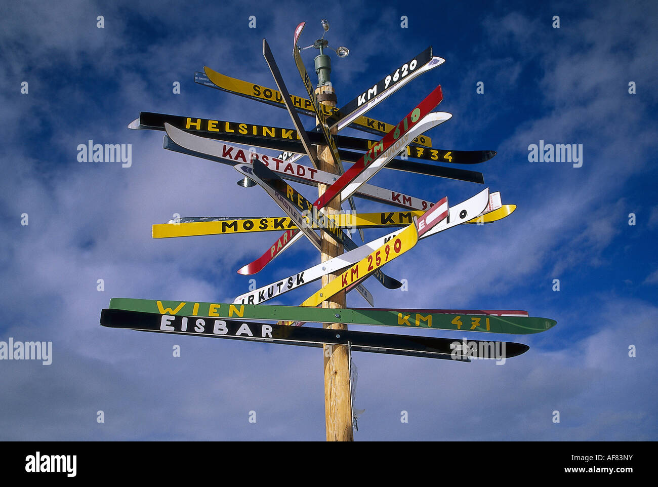 Sign Post, Zuers, Lech Arlberg, Austria Stock Photo - Alamy