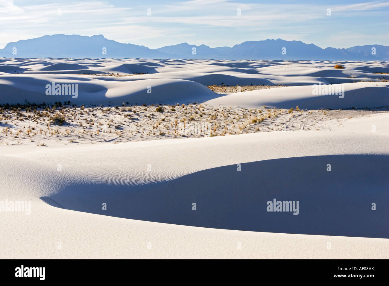 dunes, light and shadow, gypsum dune field, White Sands National ...