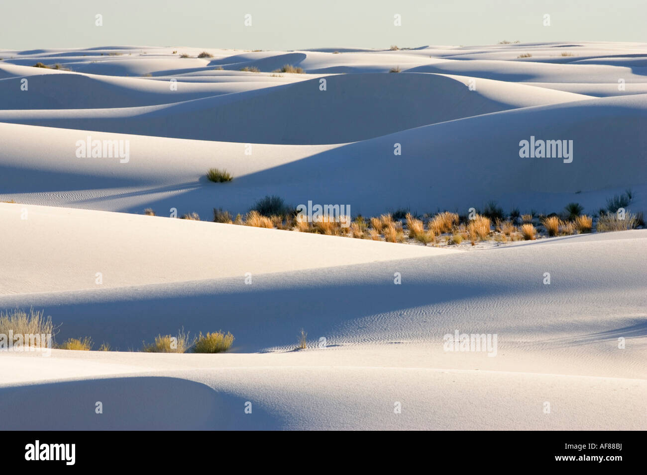 Dunes, light and shadows, gypsum dune field, White Sands National ...