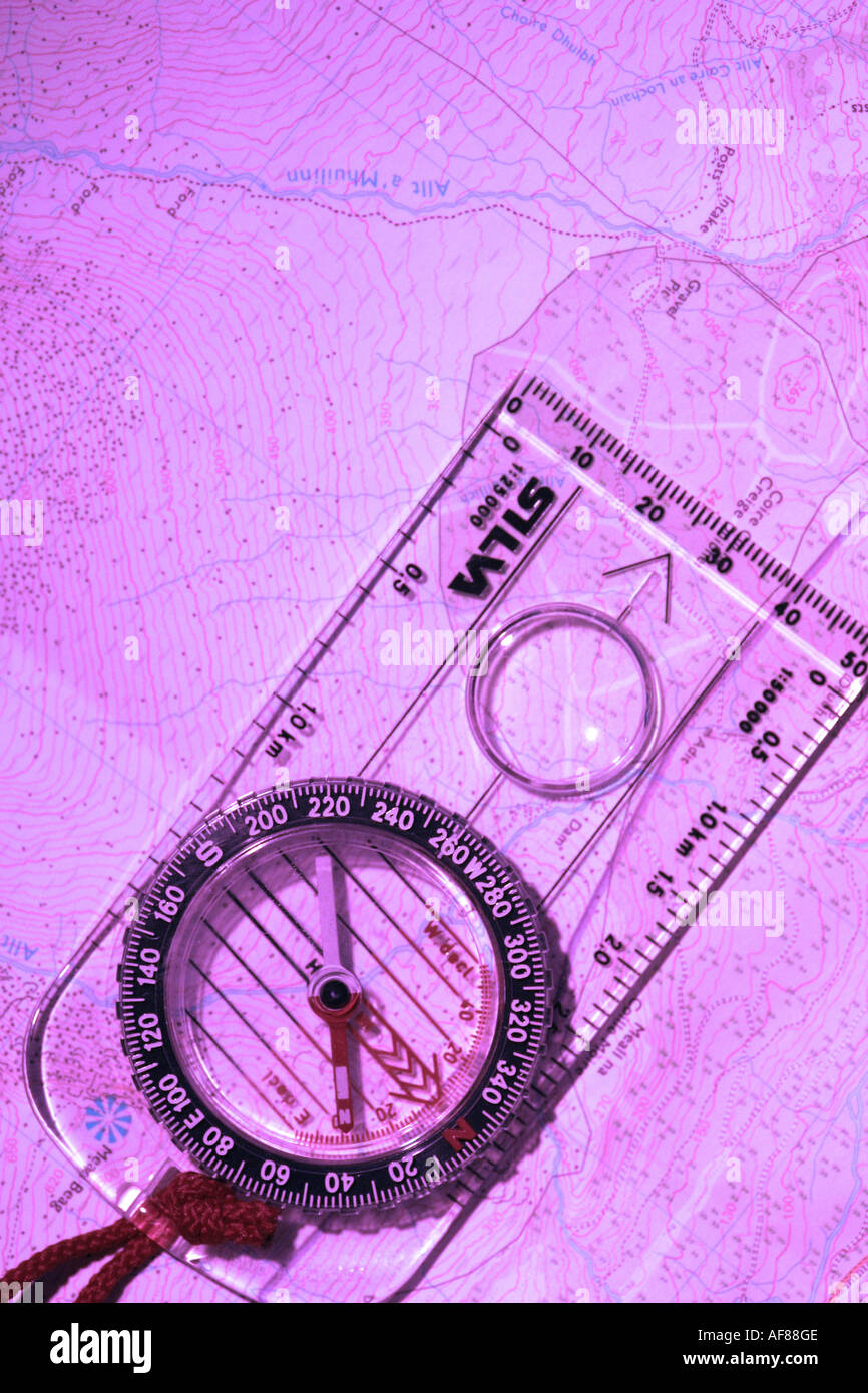 A Stock Photograph of a Compass on a Map Stock Photo - Alamy