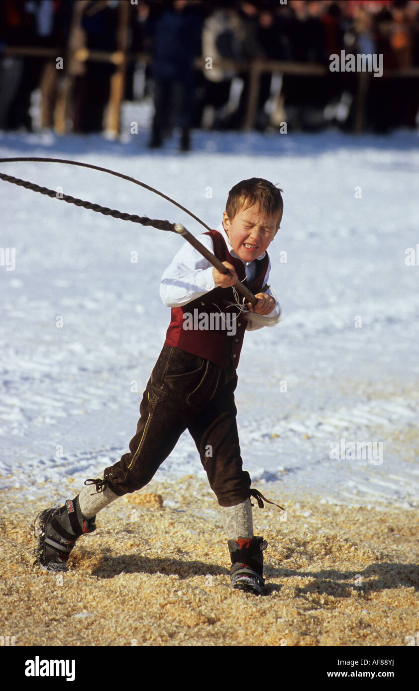 Child cracking whip, Folklore show, Wals-Siezenheim, Salzburg, Austria ...