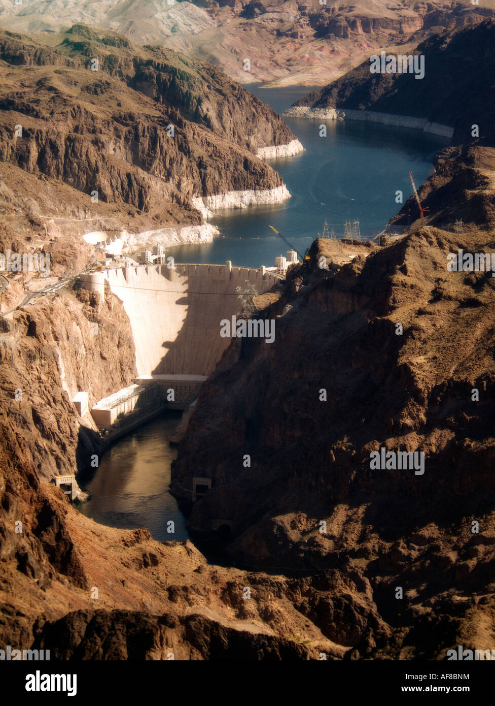 Aerial view of Hoover Dam (original construction 1931 - 1936). Lake ...