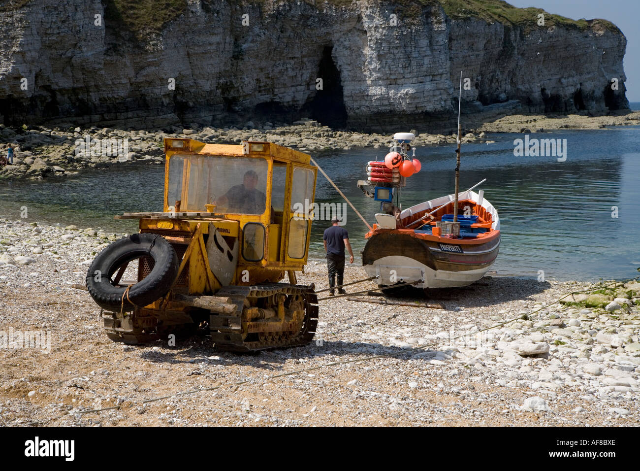 Fishing coble at the North Landing Flamborough Yorkshire UK July Stock ...