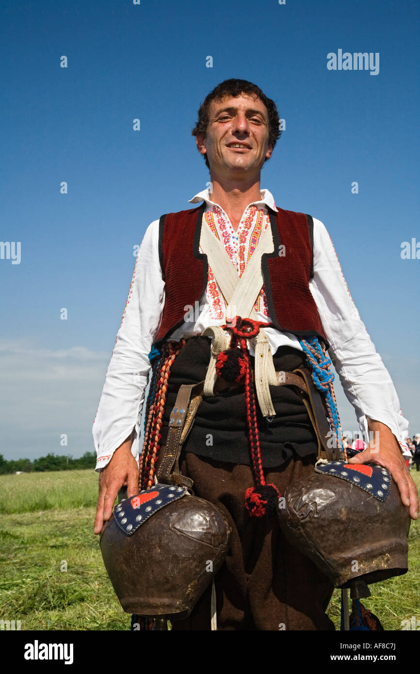 Rose Festival, men with bells, Karlovo, Bulgaria Stock Photo - Alamy