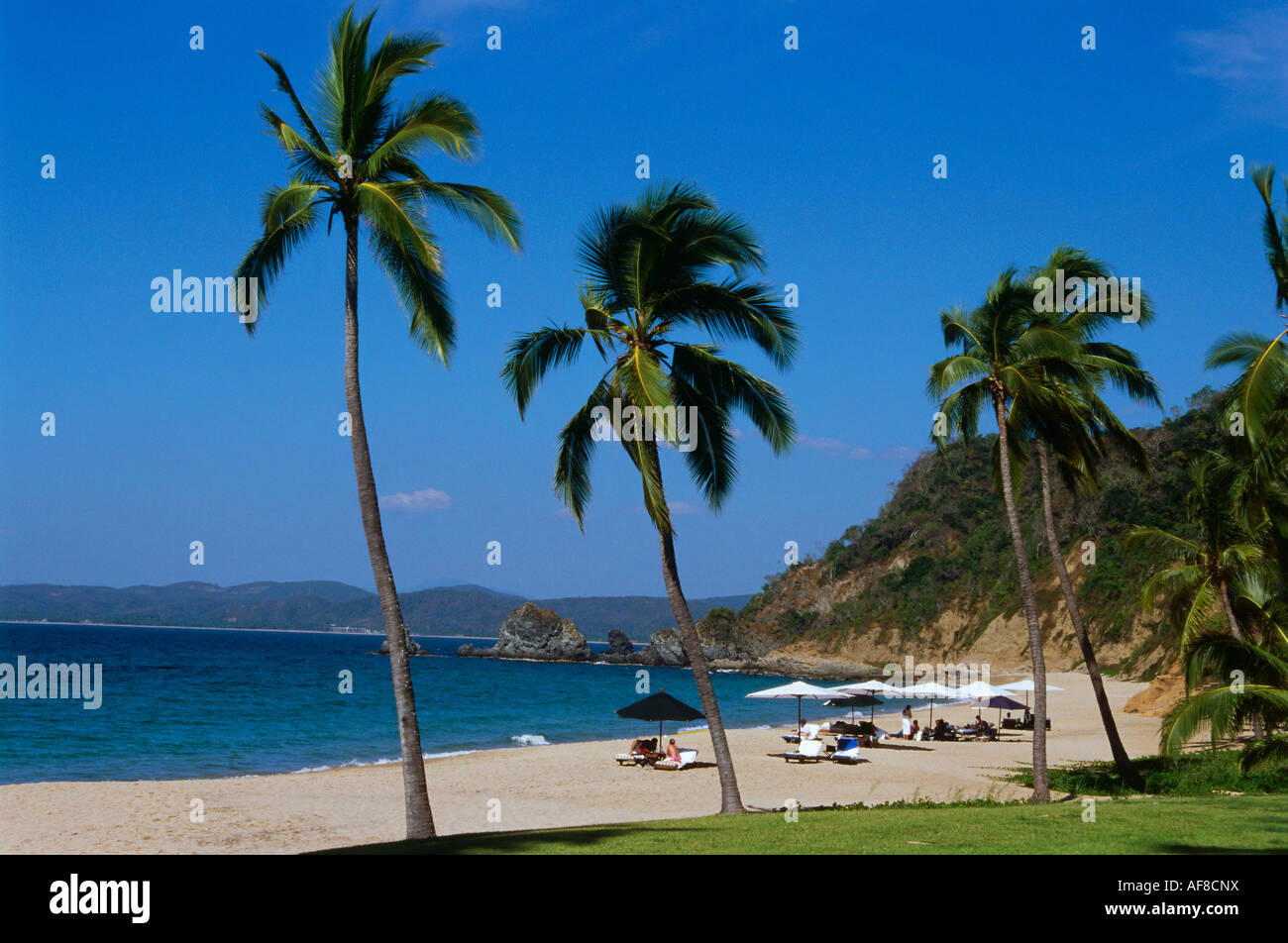 View of the beach, Hotel El Tamarino, Cihuatlan Jalisco, Mexico Stock ...