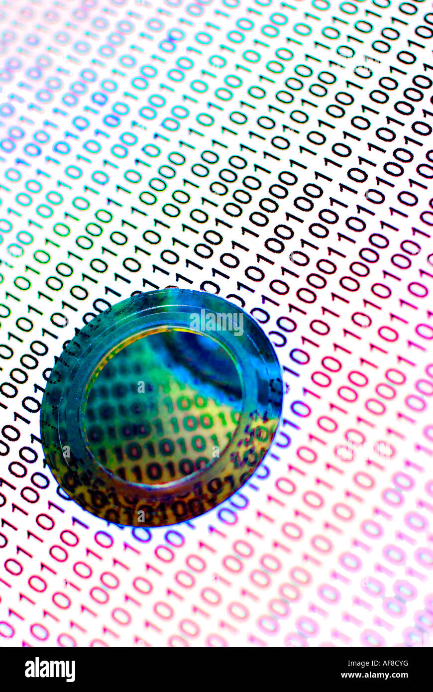 Binary numbers printed on CD. Digital Storage Stock Photo - Alamy
