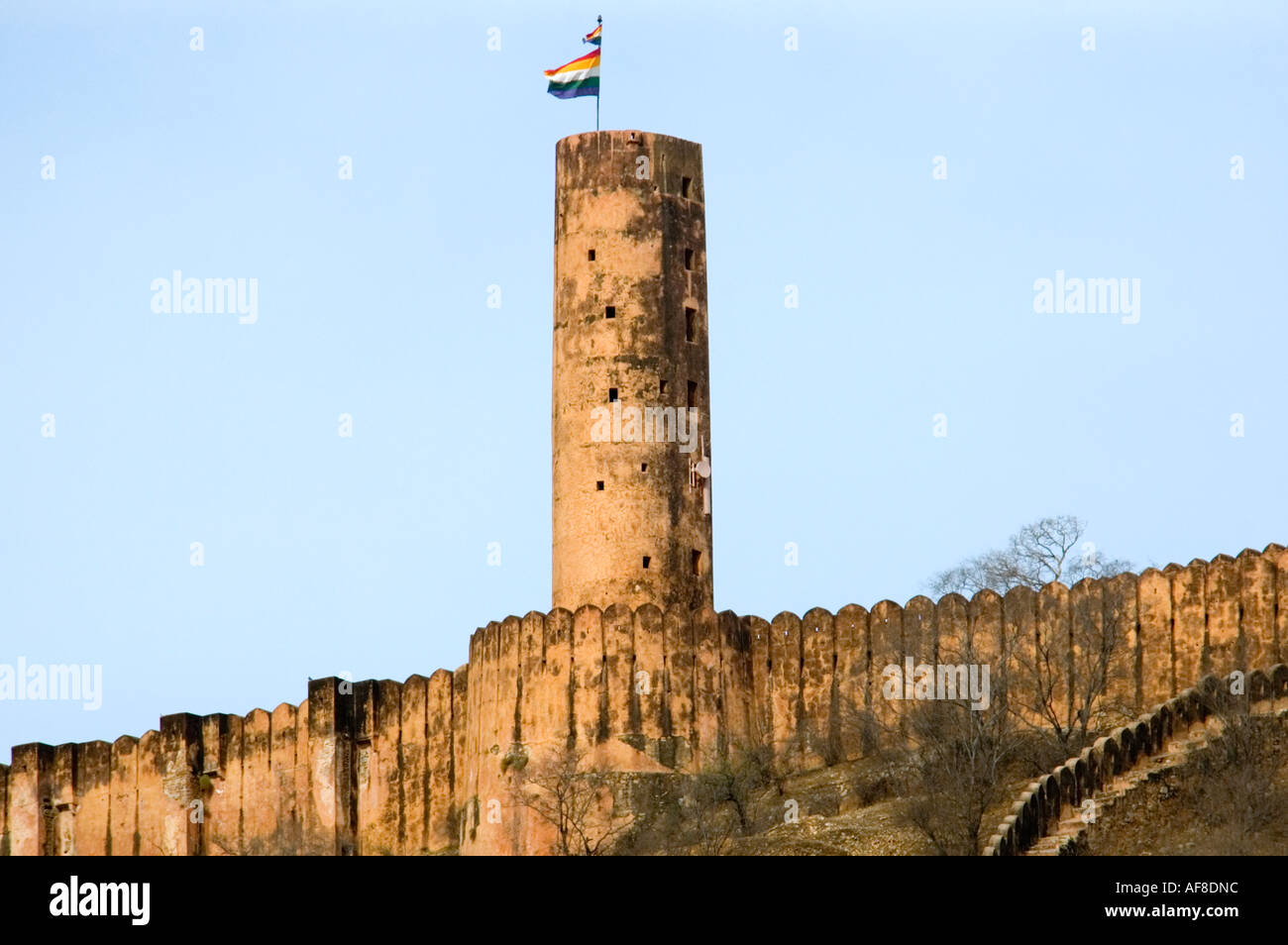 Horizontal view of a watchtower on the ramparts of the Jaigarh Fort in ...