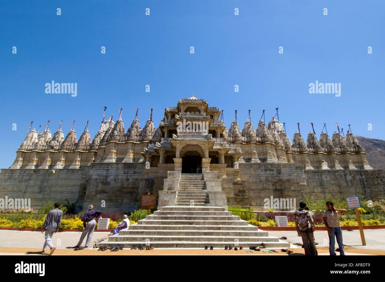 Horizontal wide angle exterior of the main entrance of the Adinath Jain ...