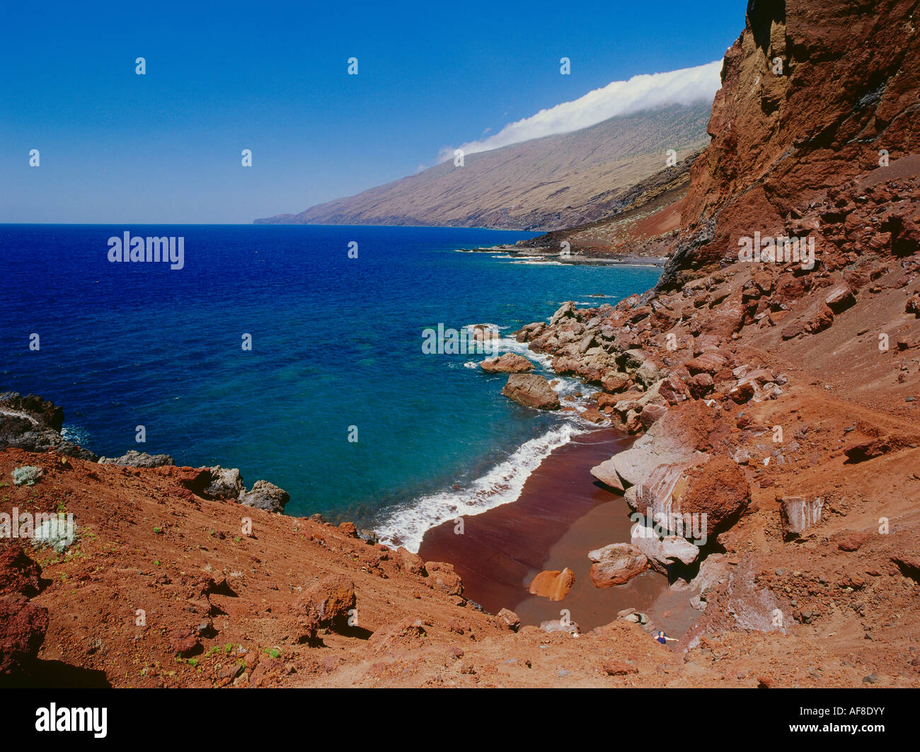 Playa De Linse Red Sandy Beach El Hierro Canary Islands Atlantic