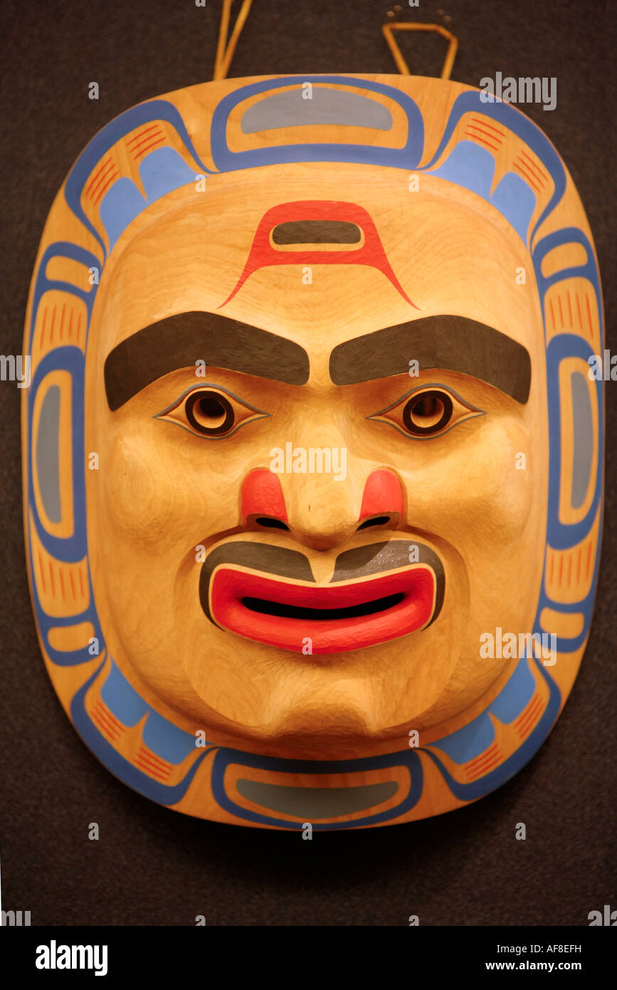 A carving of a face, mask inside the National Museum of the American ...
