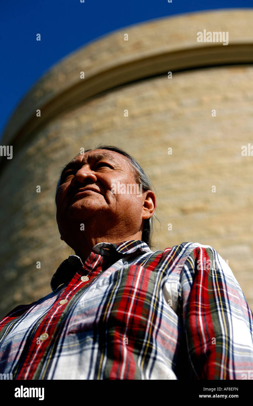 A Native American outside the National Museum of the American Indian ...