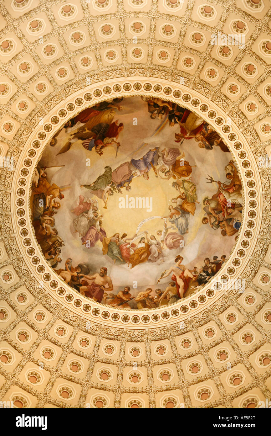 Dome ceiling, Rotunda interior, United States Capitol, the United ...