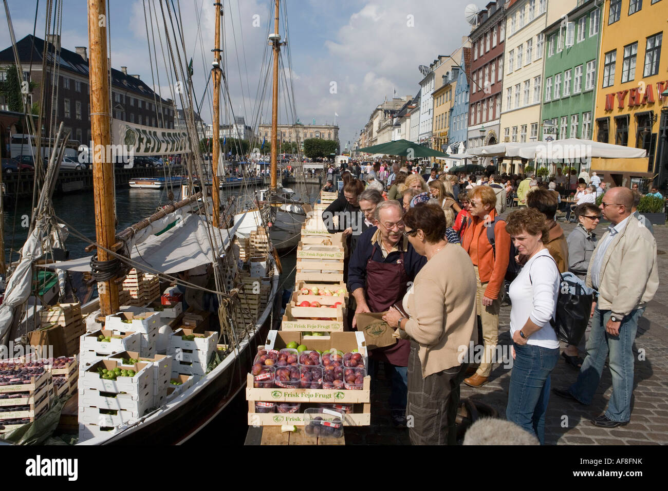 Fruit Market at Nyhavn Canal, Nyhavn, Copenhagen, Denmark Stock Photo ...