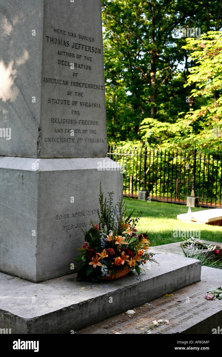 Thomas Jefferson's grave, Monticello, Virginia, USA Stock Photo - Alamy