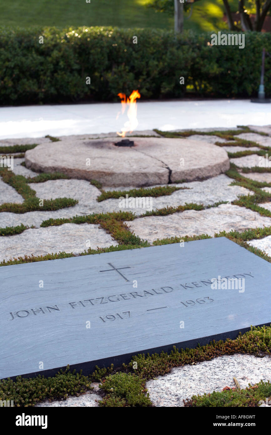 John F Kennedy Grave Eternal Flame In Arlington National Cemetery