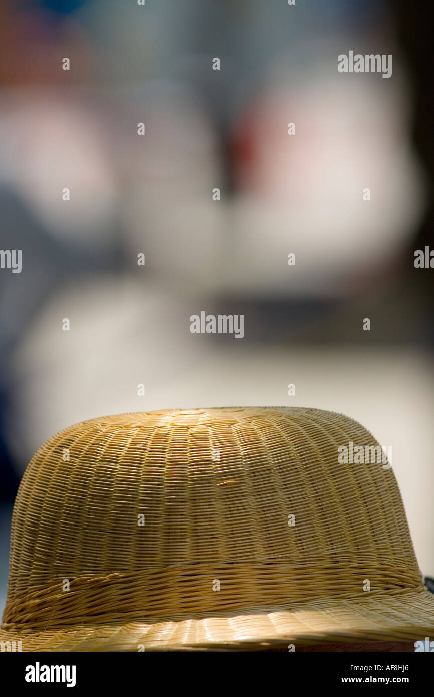 Wicker hat worn by man Bilbao Spain Stock Photo - Alamy