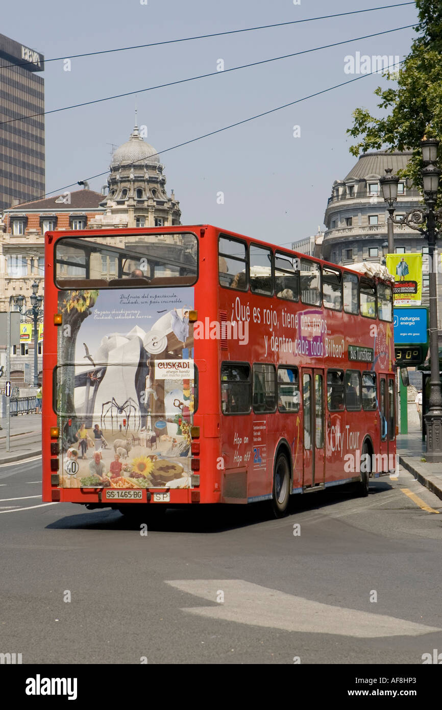 Red double decker sightseeing bus Bus Turistikoa Arenal Bilbao Pais ...