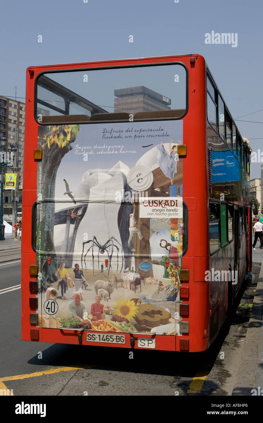 Tourism advert on back of red double decker sightseeing bus Bus ...