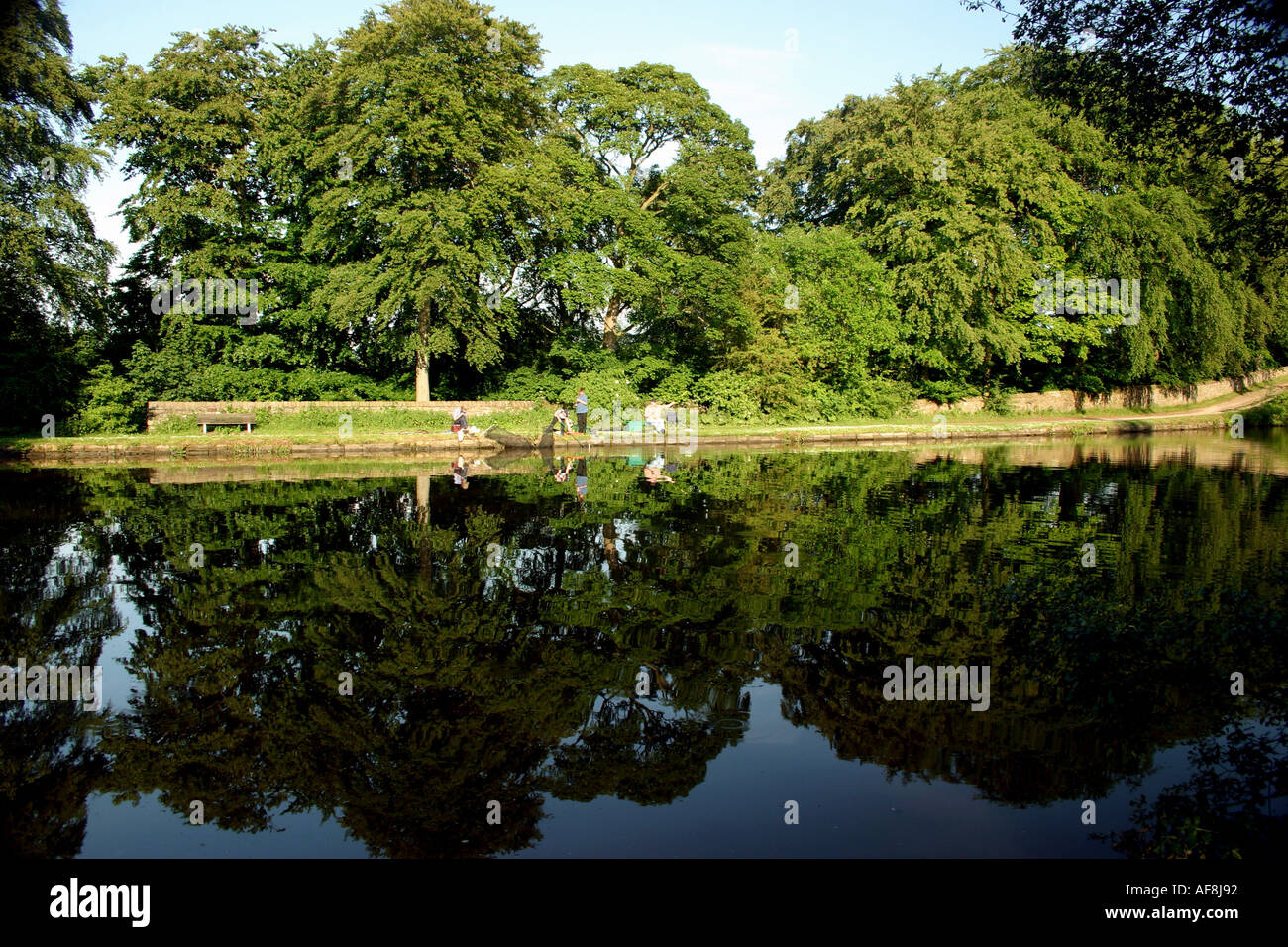 Fishing on Peak Forest canal Marple Stock Photo - Alamy