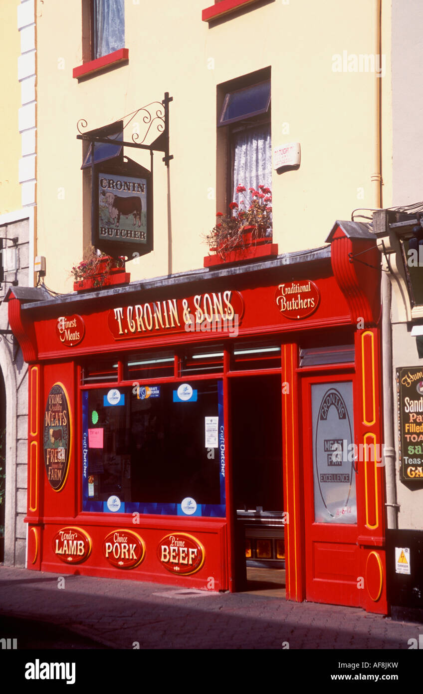 County Kerry, Killarney, Colourful butchers shop in Main Street Stock ...