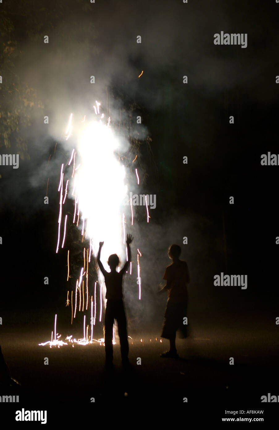 Joy at Fireworks Stock Photo - Alamy