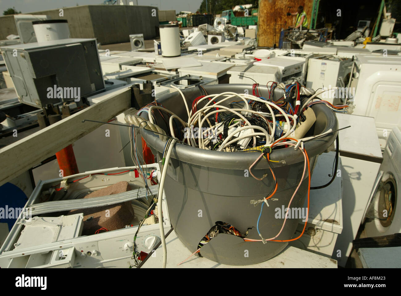 Electrical waste awaiting processing at a recycling centre Stock Photo ...