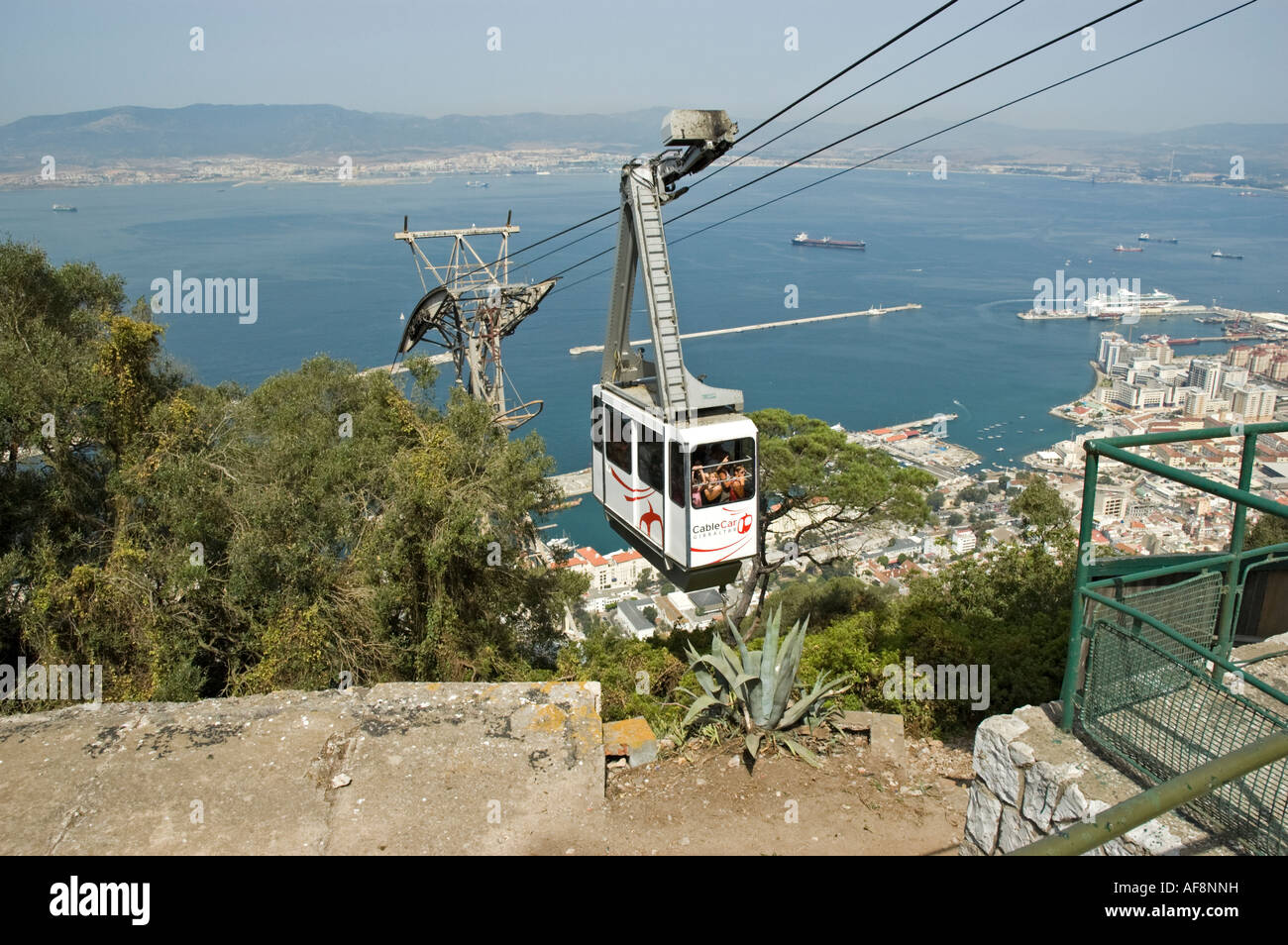 Cable Car approaching the upper cable car station, Gibraltar Stock ...