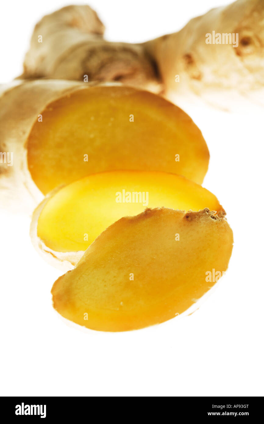 Ginger root, slices, close-up Stock Photo - Alamy