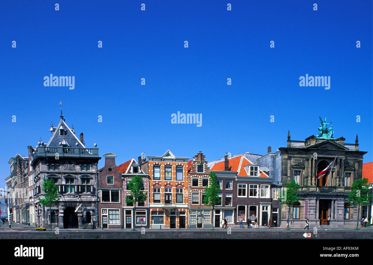Netherlands Haarlem Houses along river called Spaarne Stock Photo - Alamy