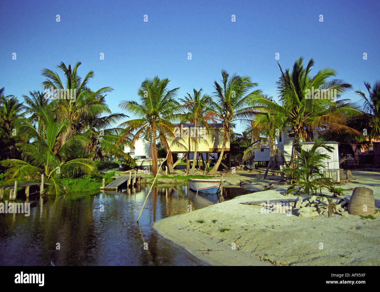 CAYE CAULKER BELIZE CENTRAL AMERICA August A typical Belizean building ...