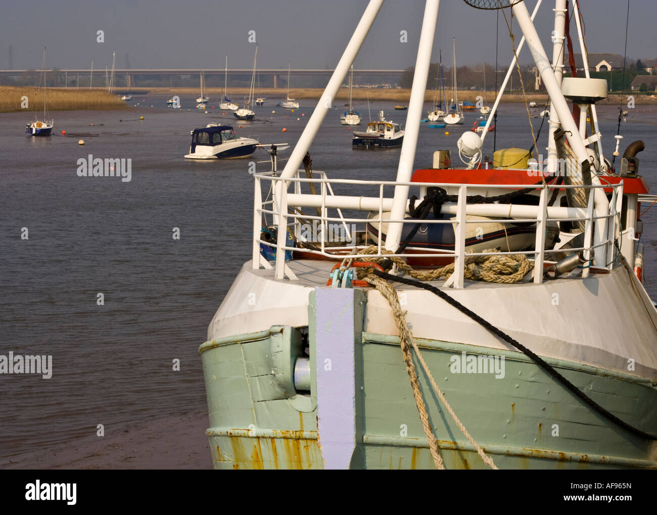 Fishing boat on the Exe Estuary at Topsham Devon England UK Stock Photo ...