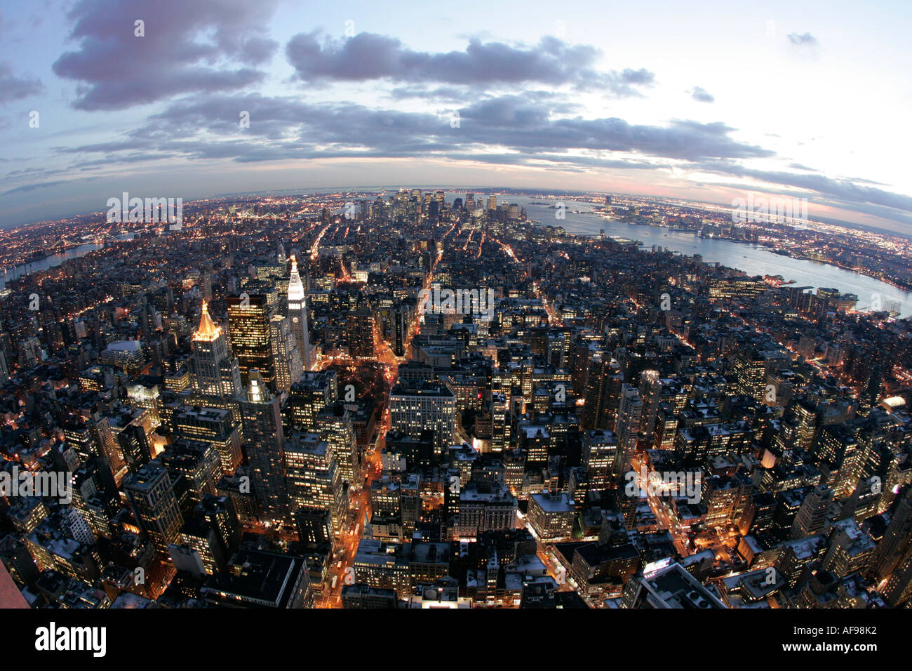 evening view of south manhattan and sunset from observation deck 86th ...