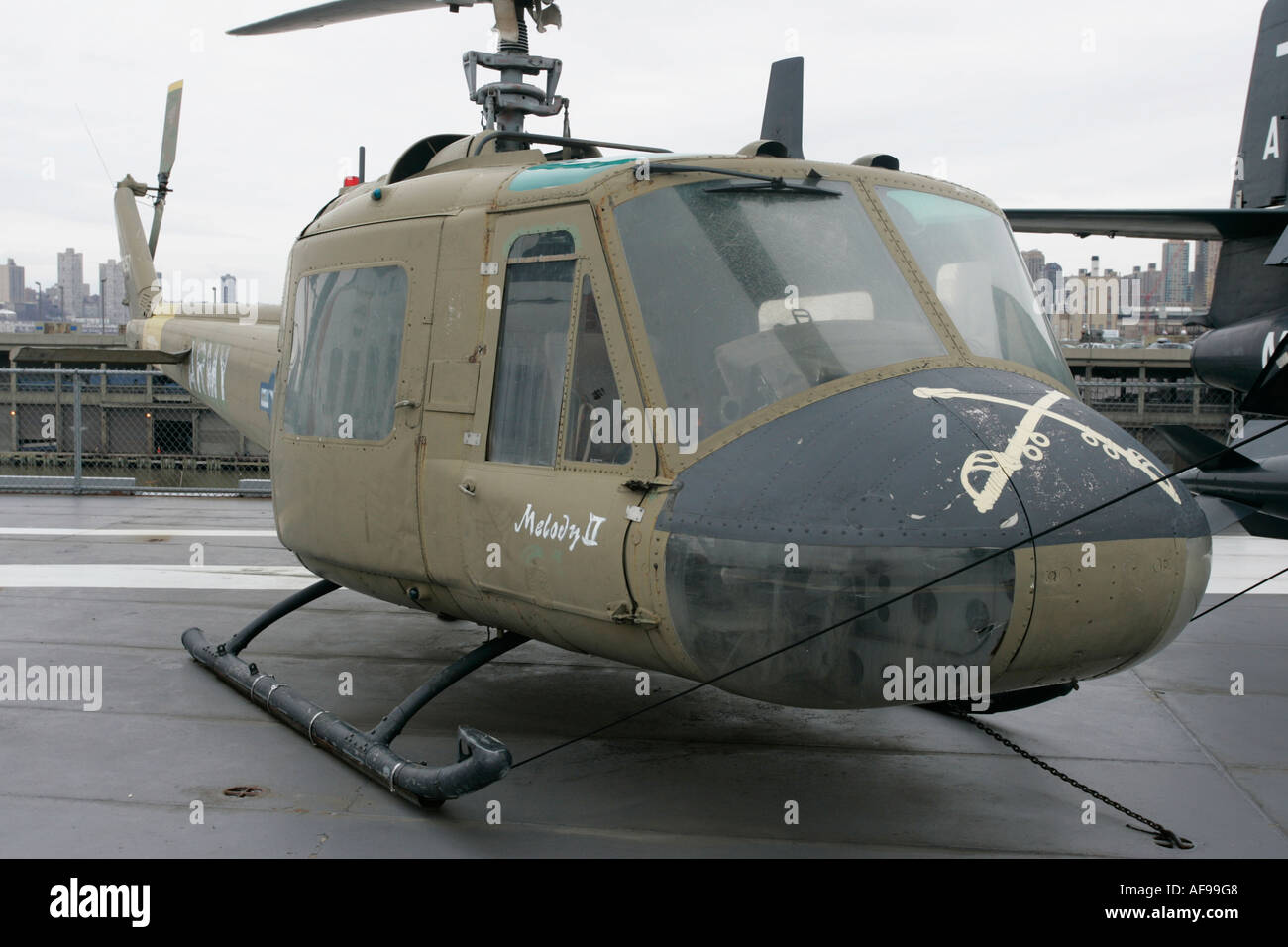 Bell UH 1A Huey on display on the flight deck at the Intrepid Sea Air ...