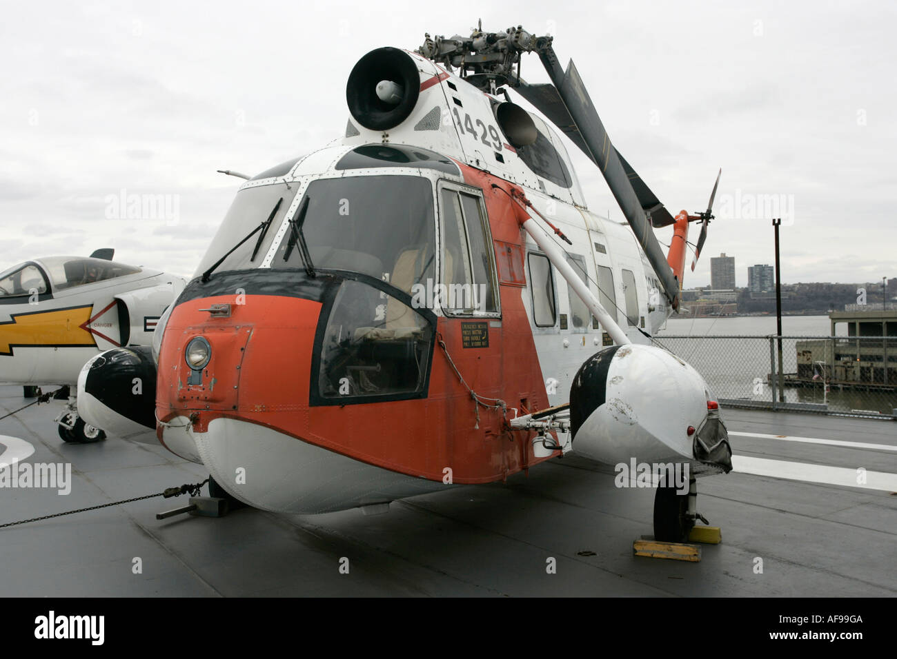 Sikorsky HH 52 Sea Guardian helicopter on display on the flight deck at ...