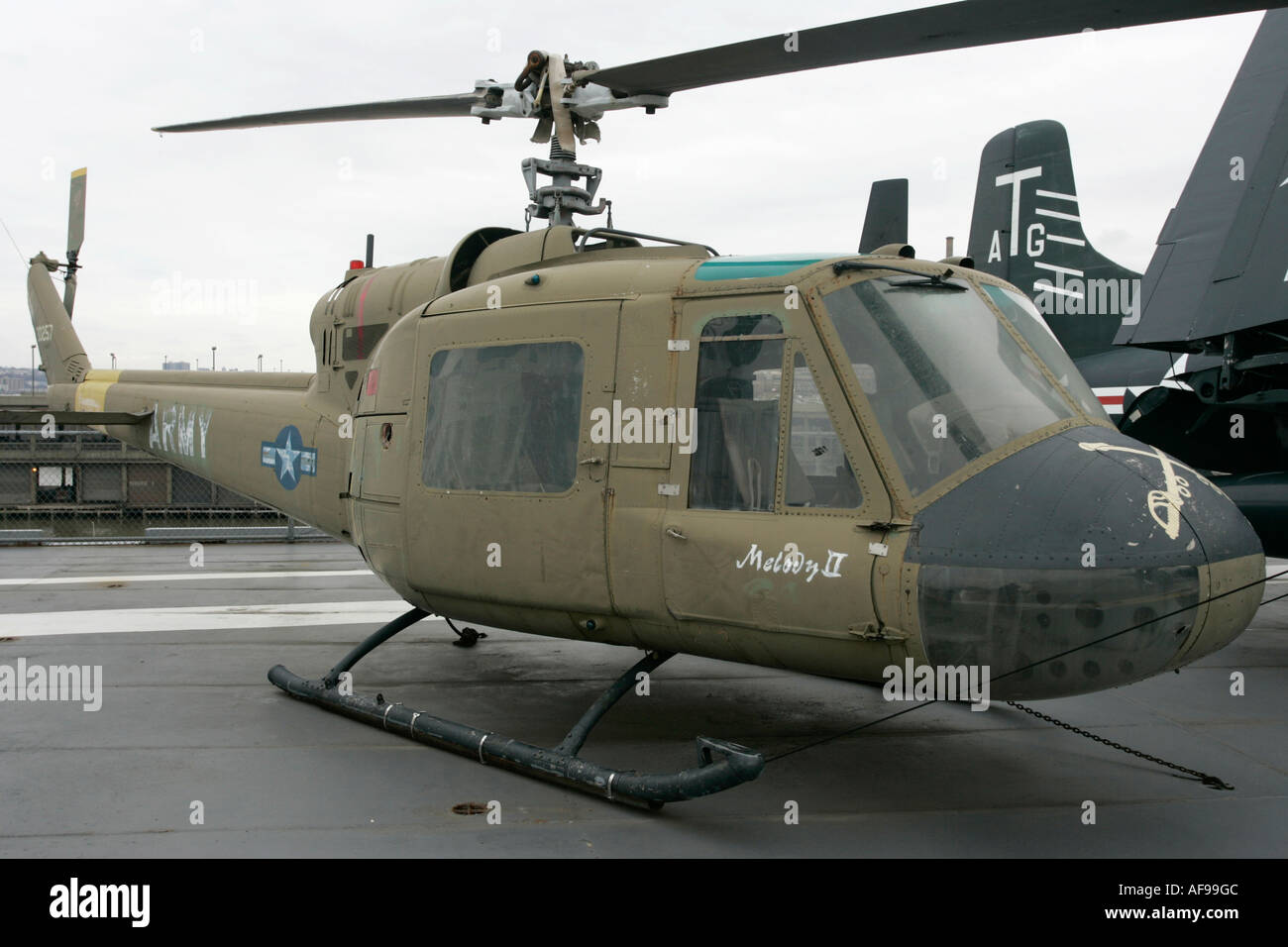 Bell UH 1A Huey on display on the flight deck at the Intrepid Sea Air ...