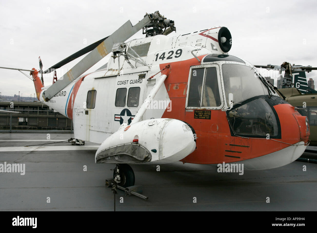 Sikorsky HH 52 Sea Guardian helicopter on display on the flight deck at ...