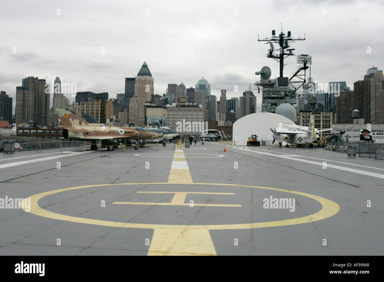 view of manhatten from the rear helicopter pad on the flight deck USS ...
